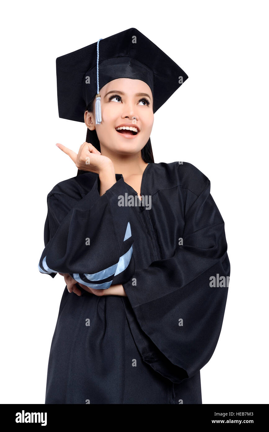 Beautiful female graduate isolated over white background Stock Photo ...