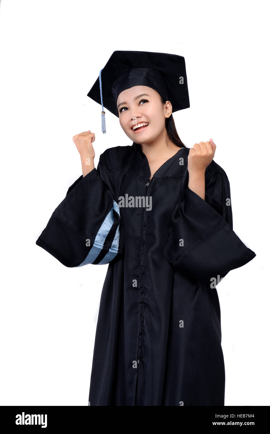 Beautiful female graduate isolated over white background Stock Photo ...