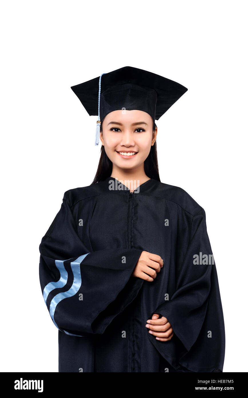 Beautiful female graduate isolated over white background Stock Photo ...