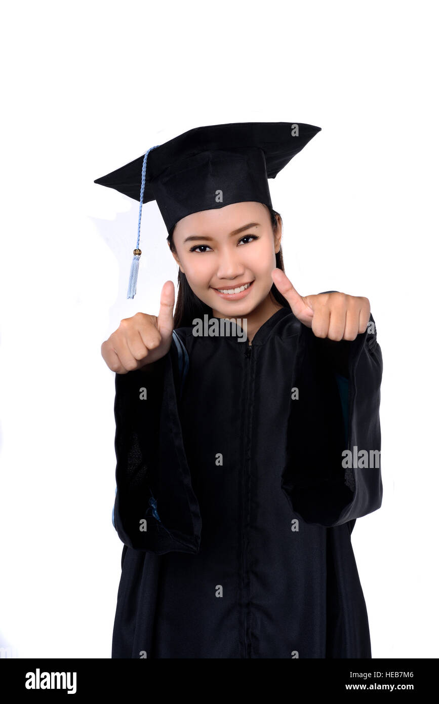 Beautiful female graduate isolated over white background Stock Photo ...