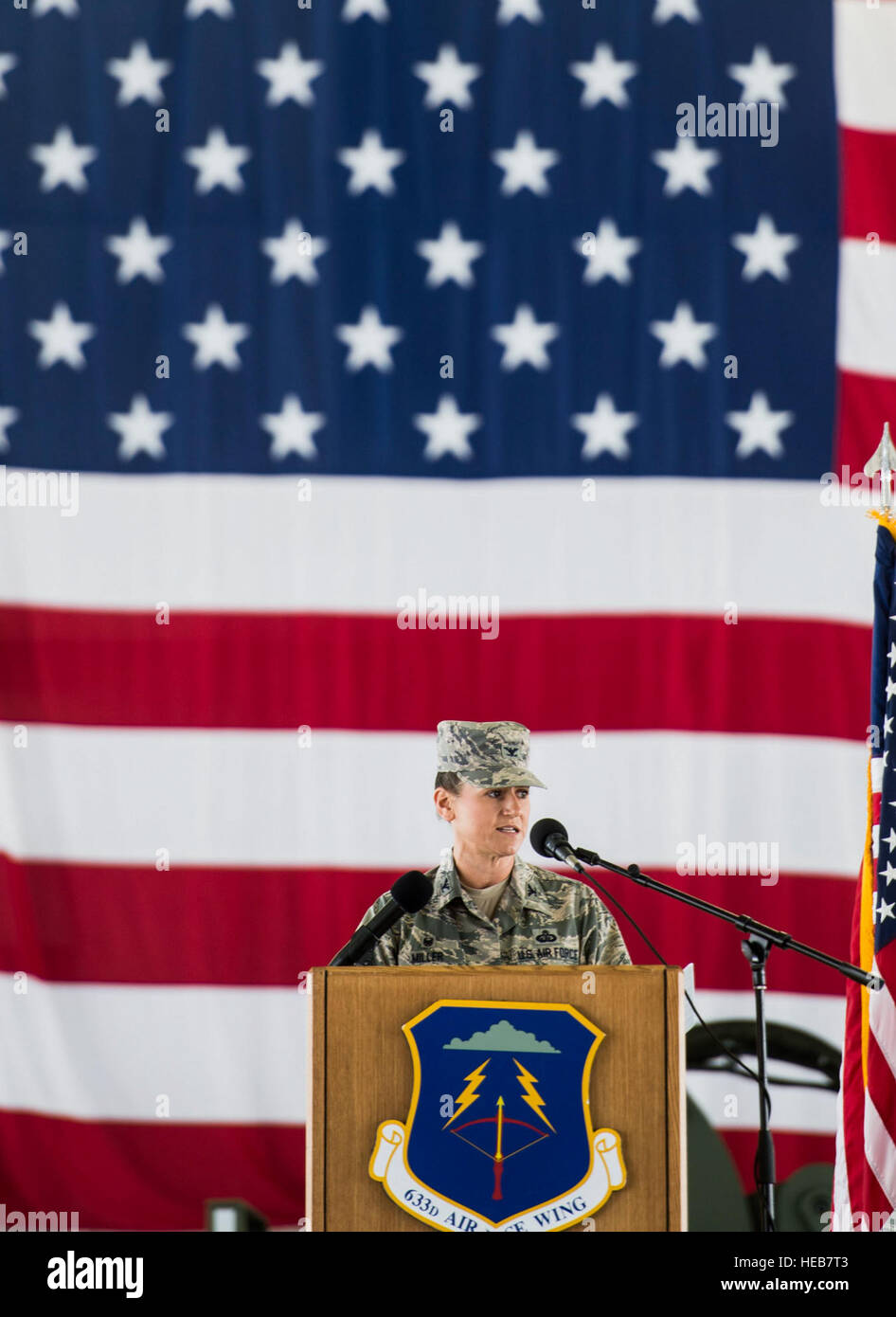 U.S. Air Force Col. Caroline Miller, 633rd Air Base Wing incoming ...
