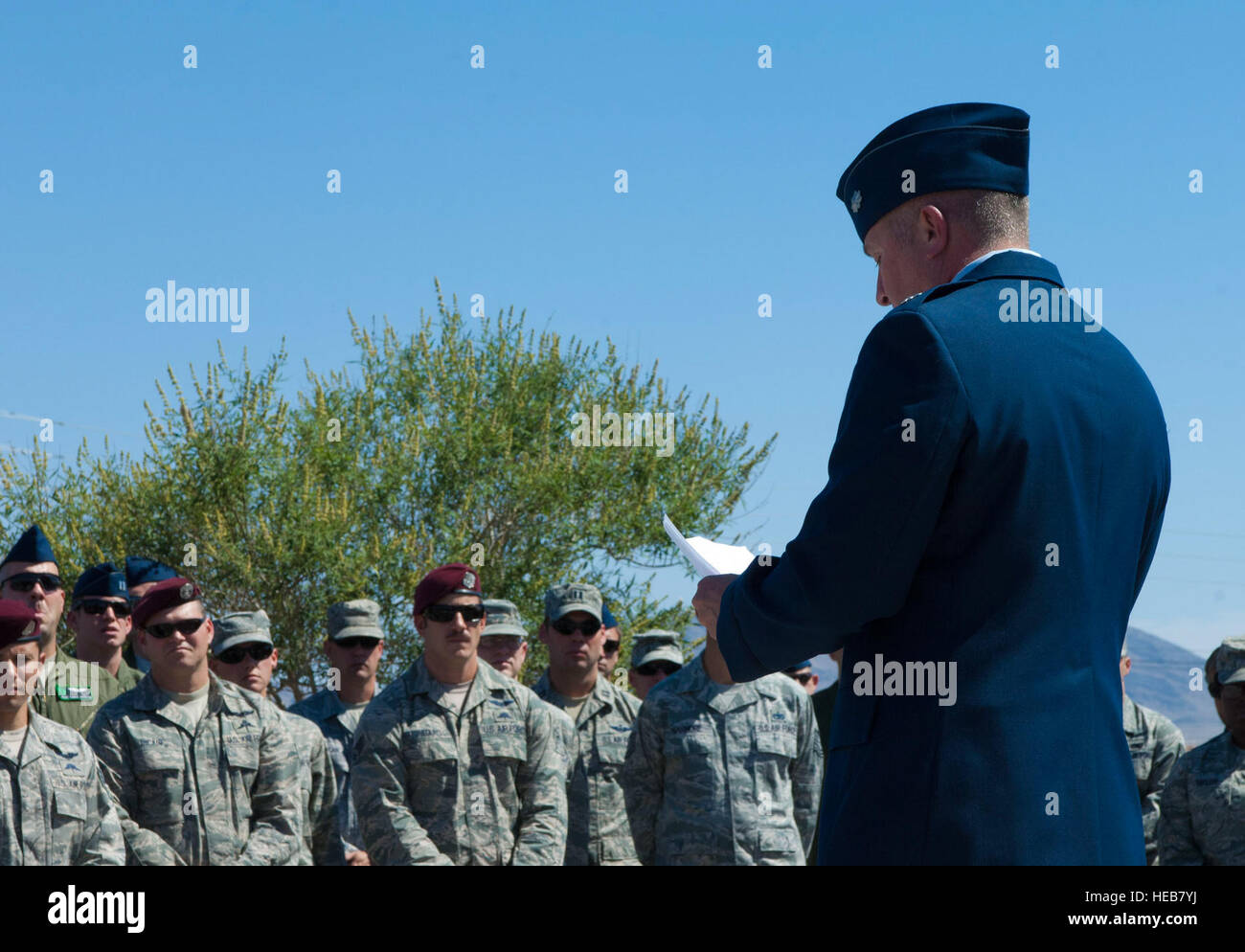 Lt. Col. Daniel Duffy, 66th Rescue Squadron commander, addresses Airmen ...