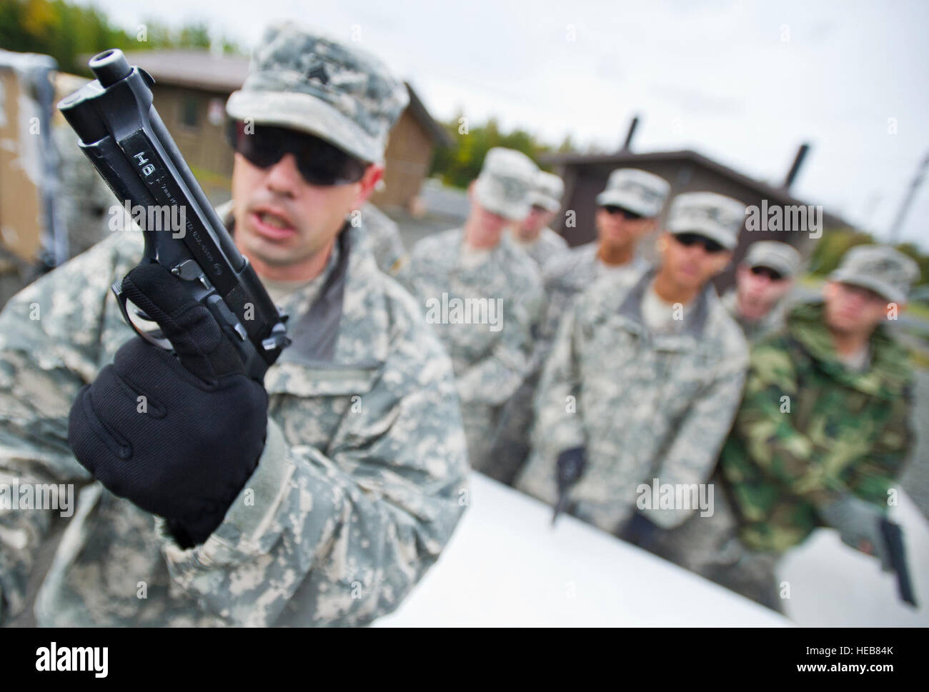 Sgt. David Rogge, 95th Chemical Company, of Clinton, Wis., instructs ...