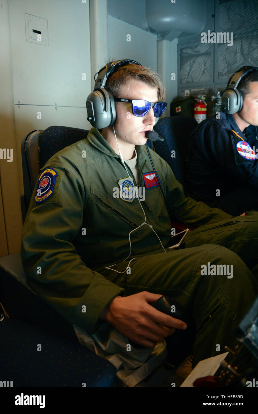 Senior Airman Zach Ruff, 9th Air Refueling Squadron boom operator ...