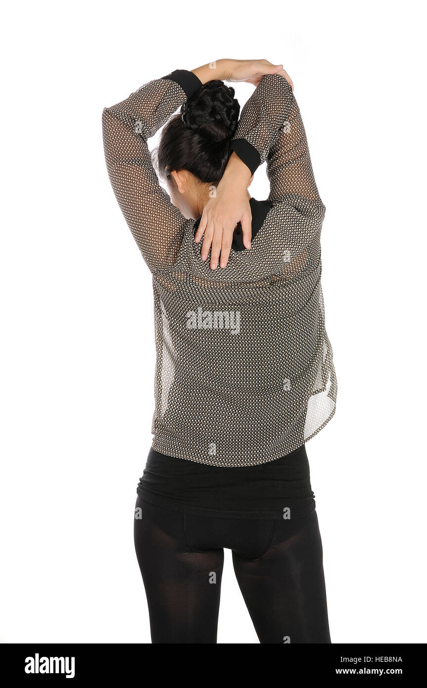 Business woman get back pain isolated over white background Stock Photo ...