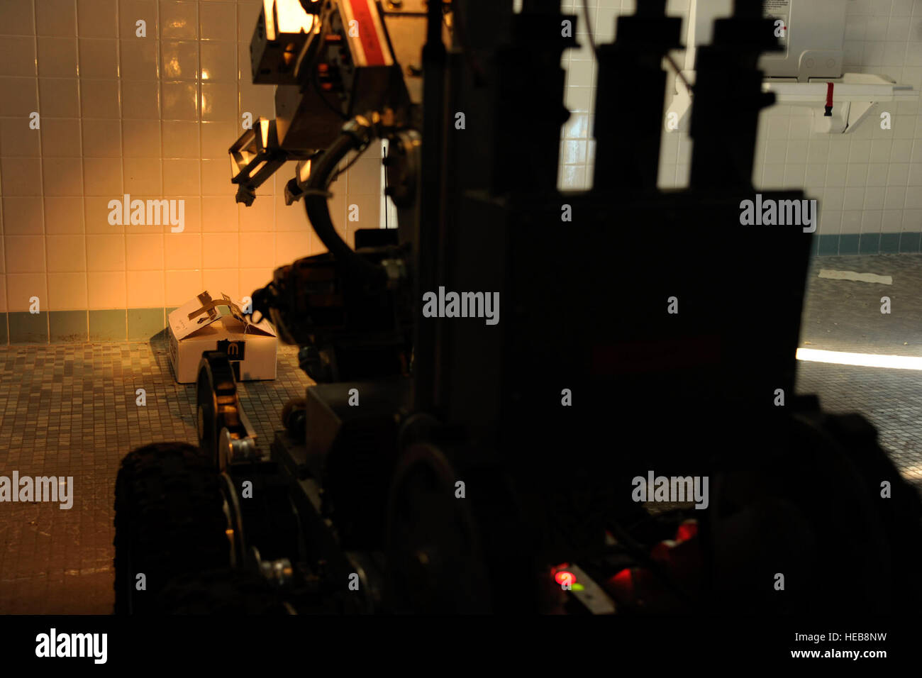 U.S. Air Force Airman 1st Class Garret Corbett remotely controls an F6 ...