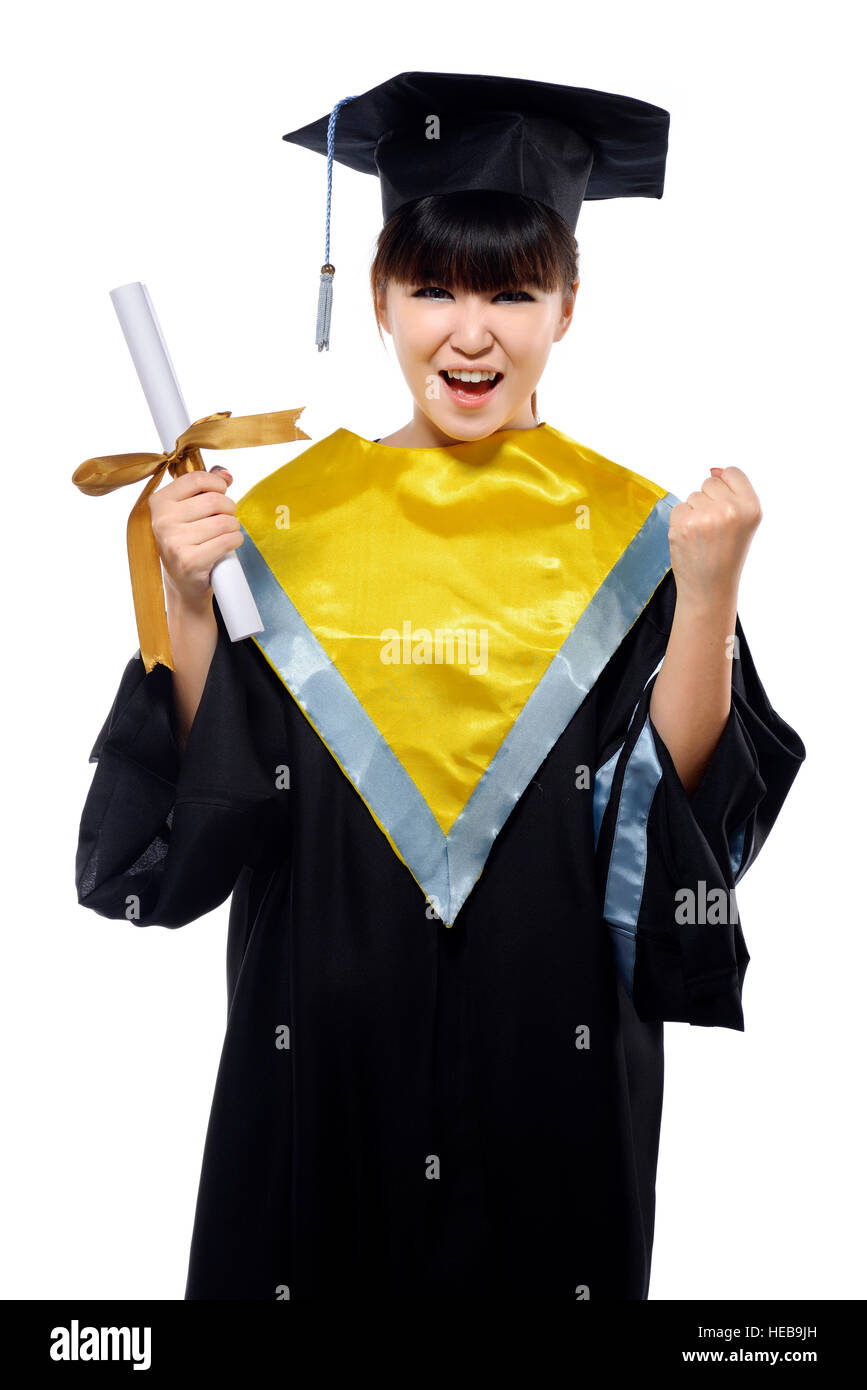Beautiful female graduate isolated over white background Stock Photo ...