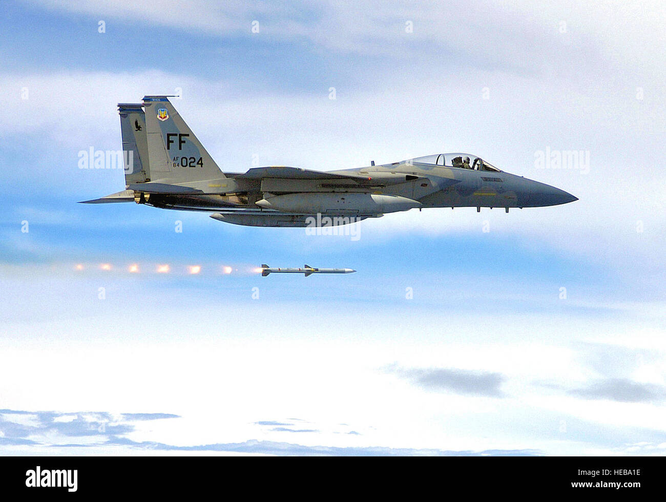 A US Air Force (USAF) F-15C Eagle aircraft assigned to the 94th Fighter ...