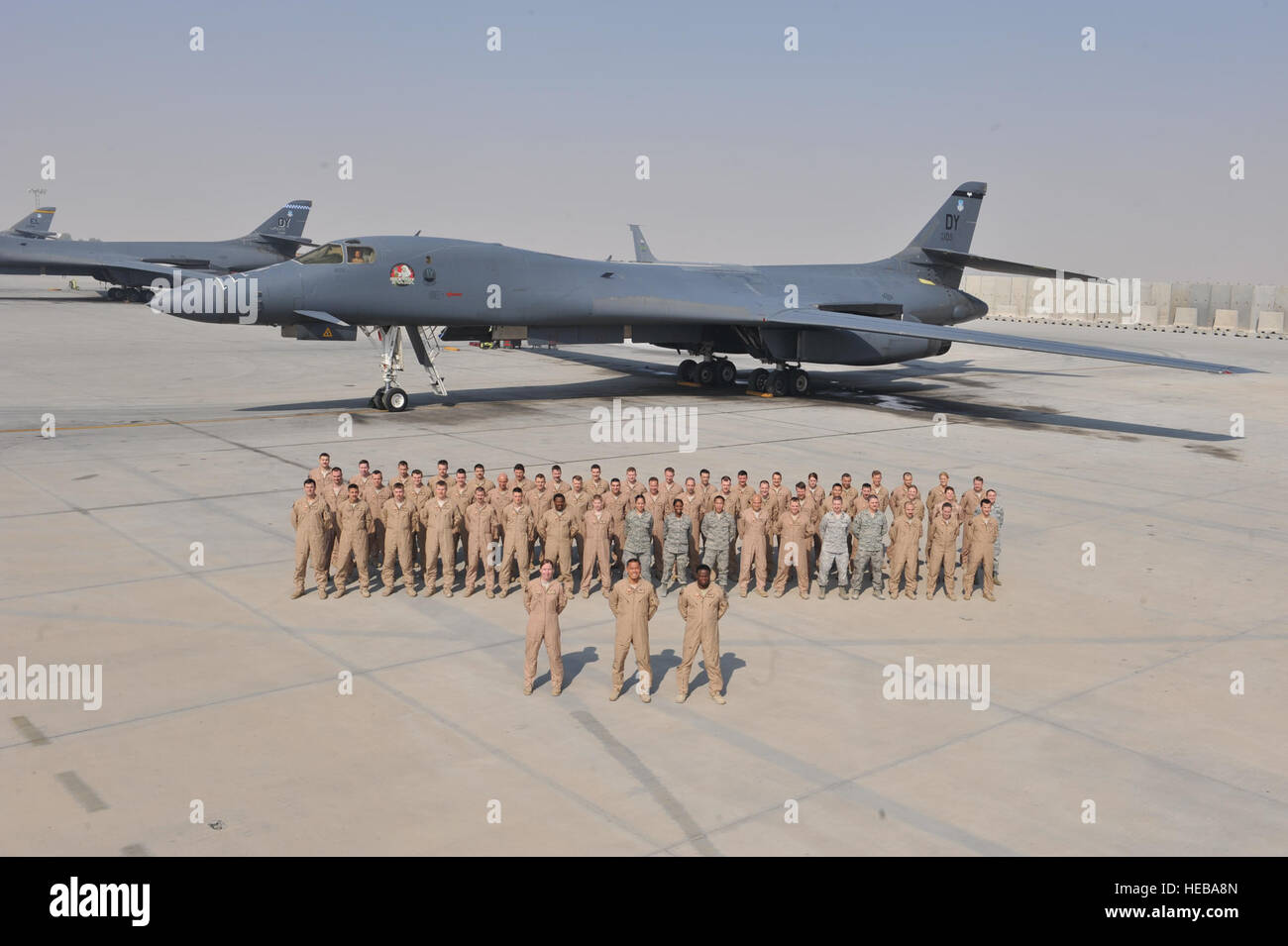 Members of the 9th Expeditionary Bomb Squadron pose for a group photo ...