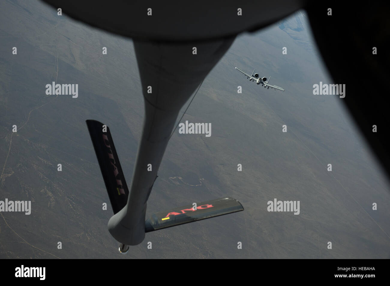 An A-10 Thunderbolt II, 190th Fighter Squadron, approaches a KC-135 ...