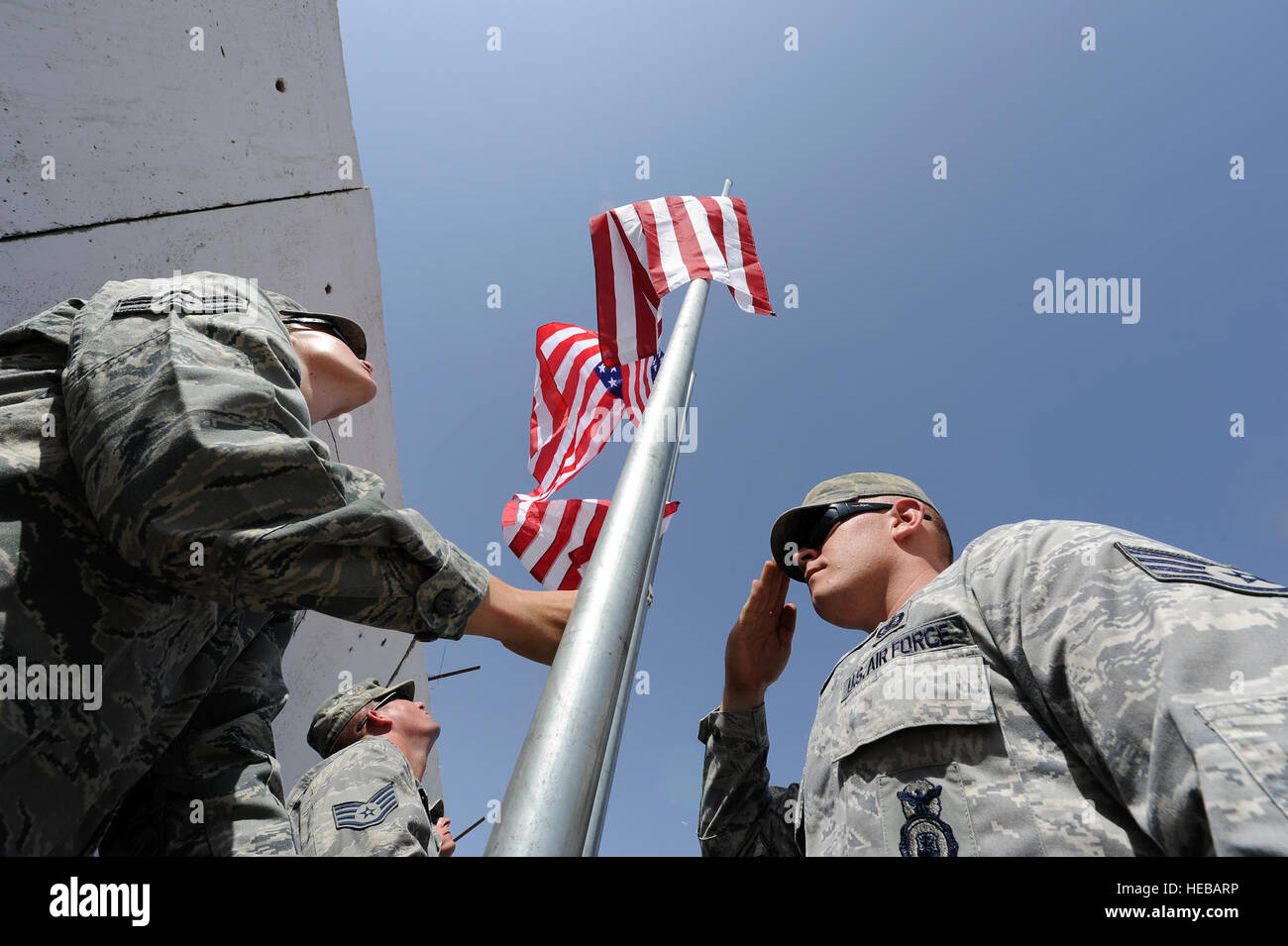 U.S. Air Force Airman First Class Megan Kerr and Staff Sgt. Kenneth Van ...