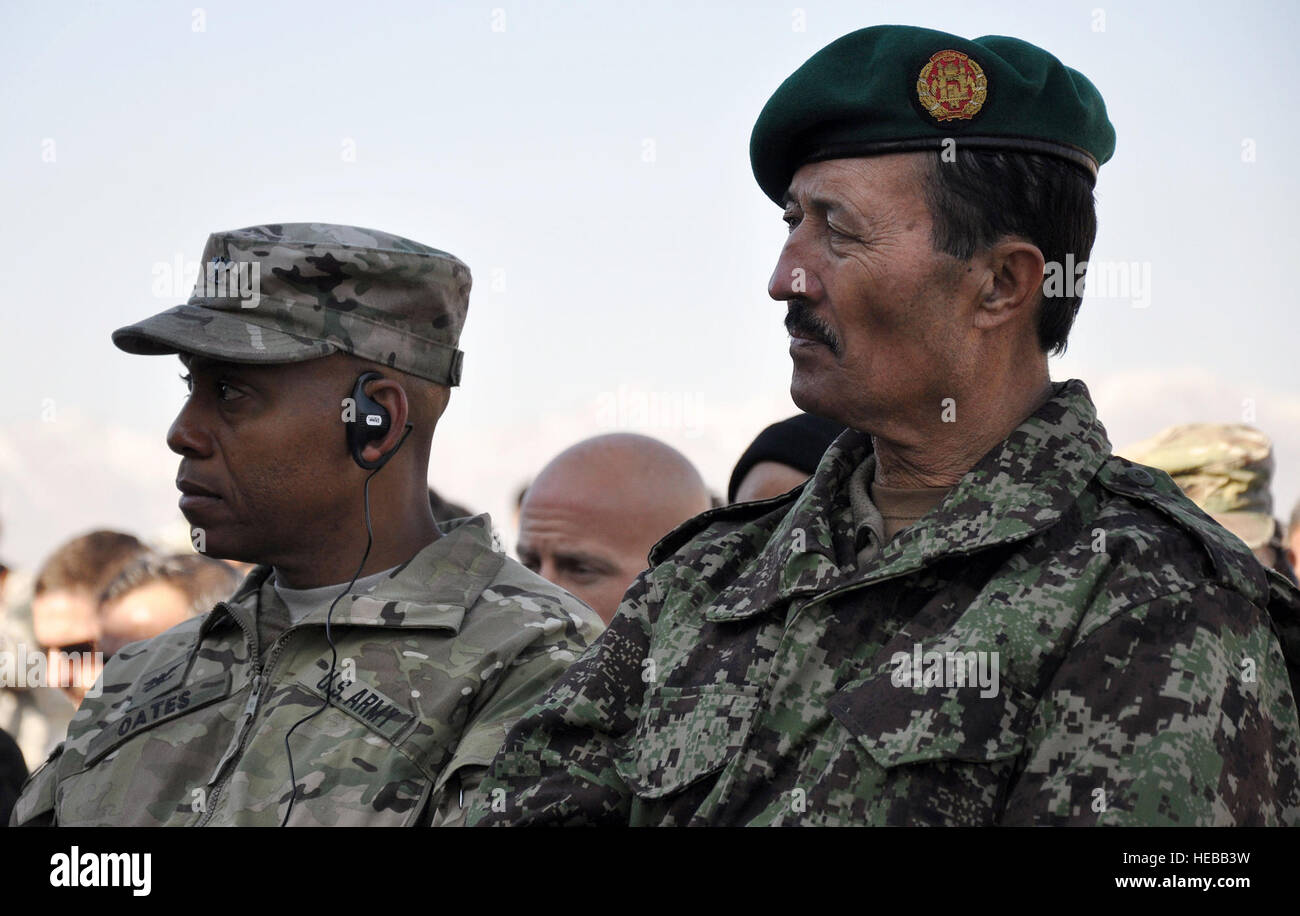 U.S. and Afghan military leaders attend the ribbon-cutting ceremony for ...