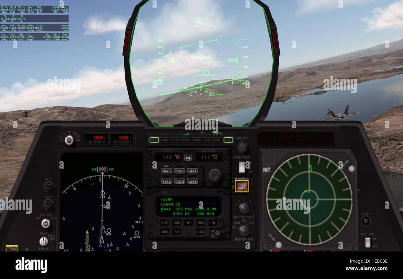 This screenshot shows flight simulation software created by Air Force ...