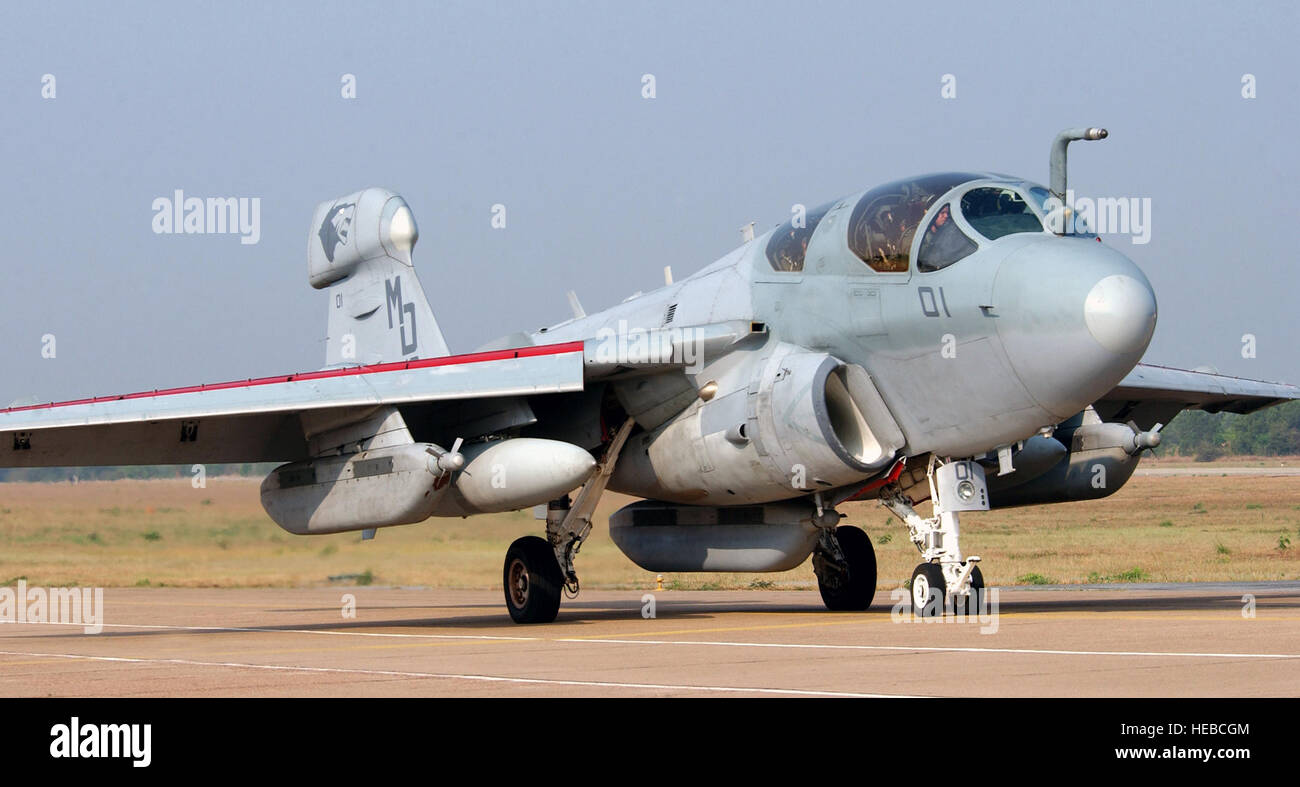 A US Marine Corps (USMC) EA-6B Prowler aircraft assigned to Marine ...