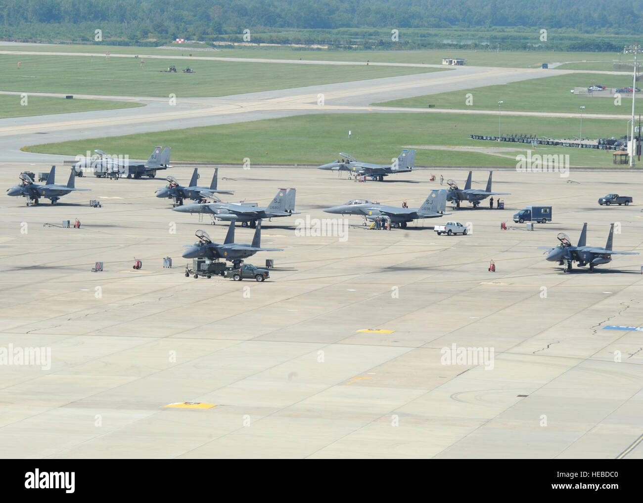 F-15E Strike Eagle jets and KC-135 aircraft prepared for relocation ...