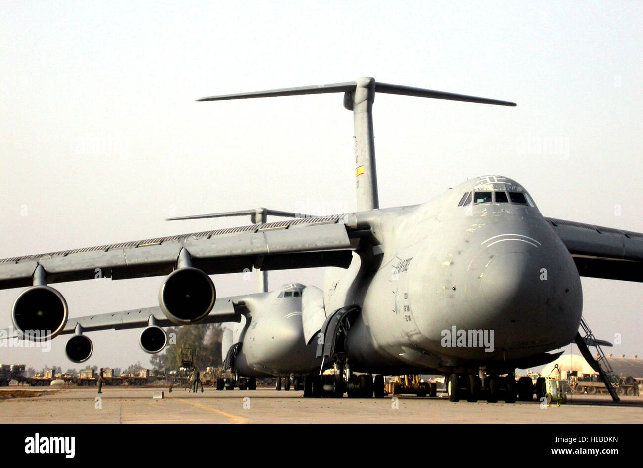 BALAD AIR BASE, Iraq -- Two C-5 Galaxy aircraft from Dover Air Force ...