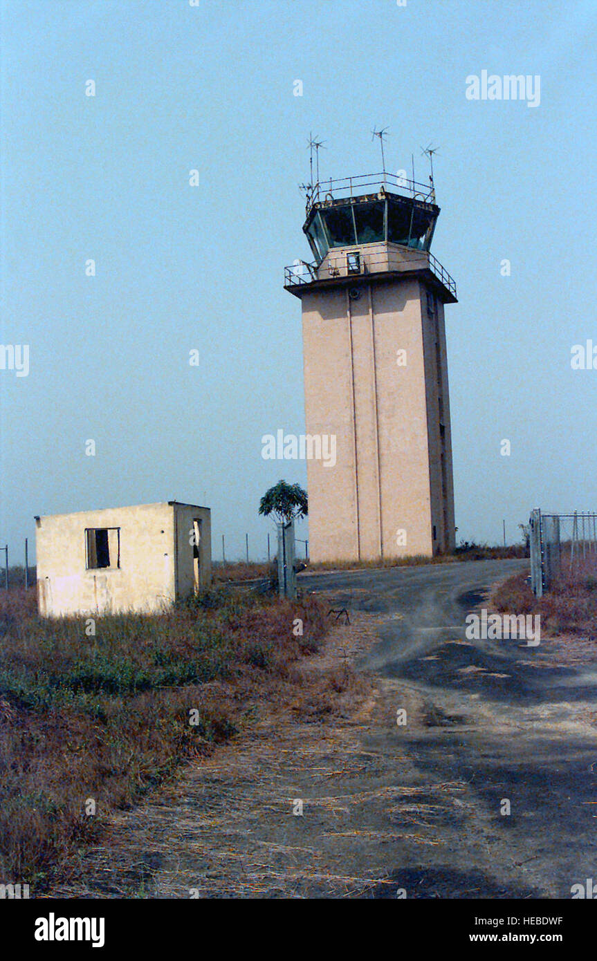 Shown is the Control Tower at Roberts International Airport, located ...