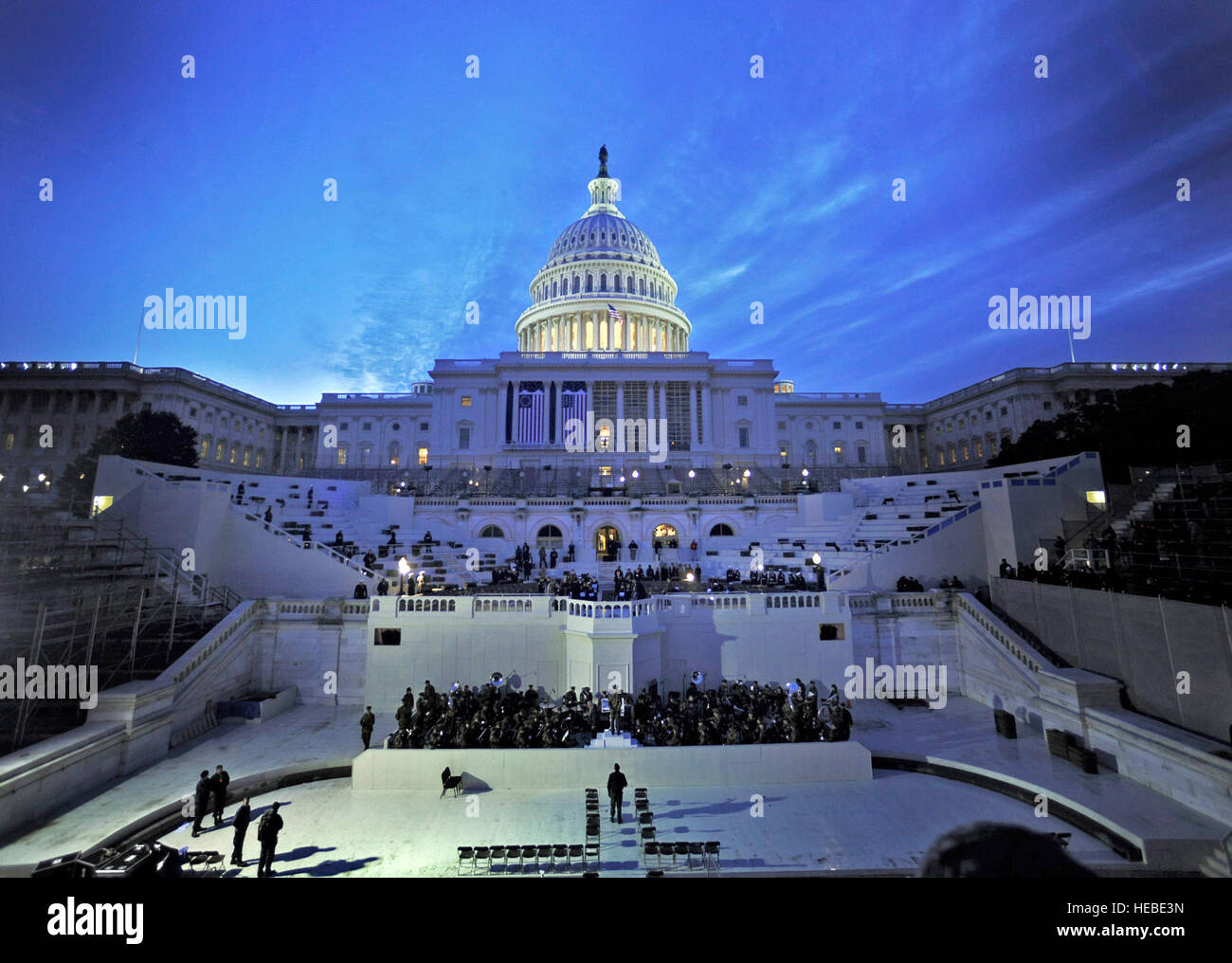 The Capitol Dome provides the background as U.S. servicemembers prepare ...