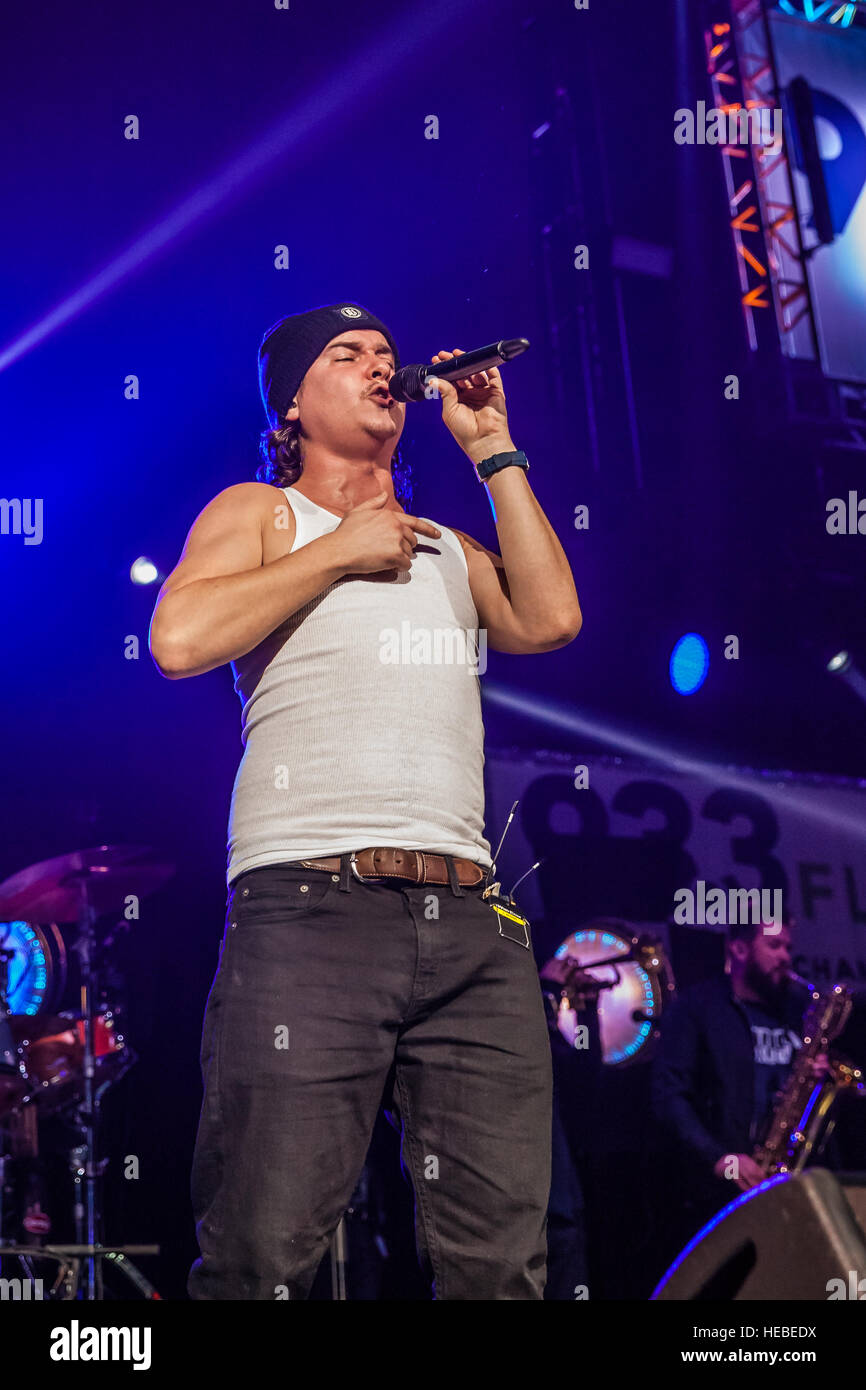 Lukas Forchhammer of Lukas Graham performing at 93.3 FLZ's iHeartRadio ...