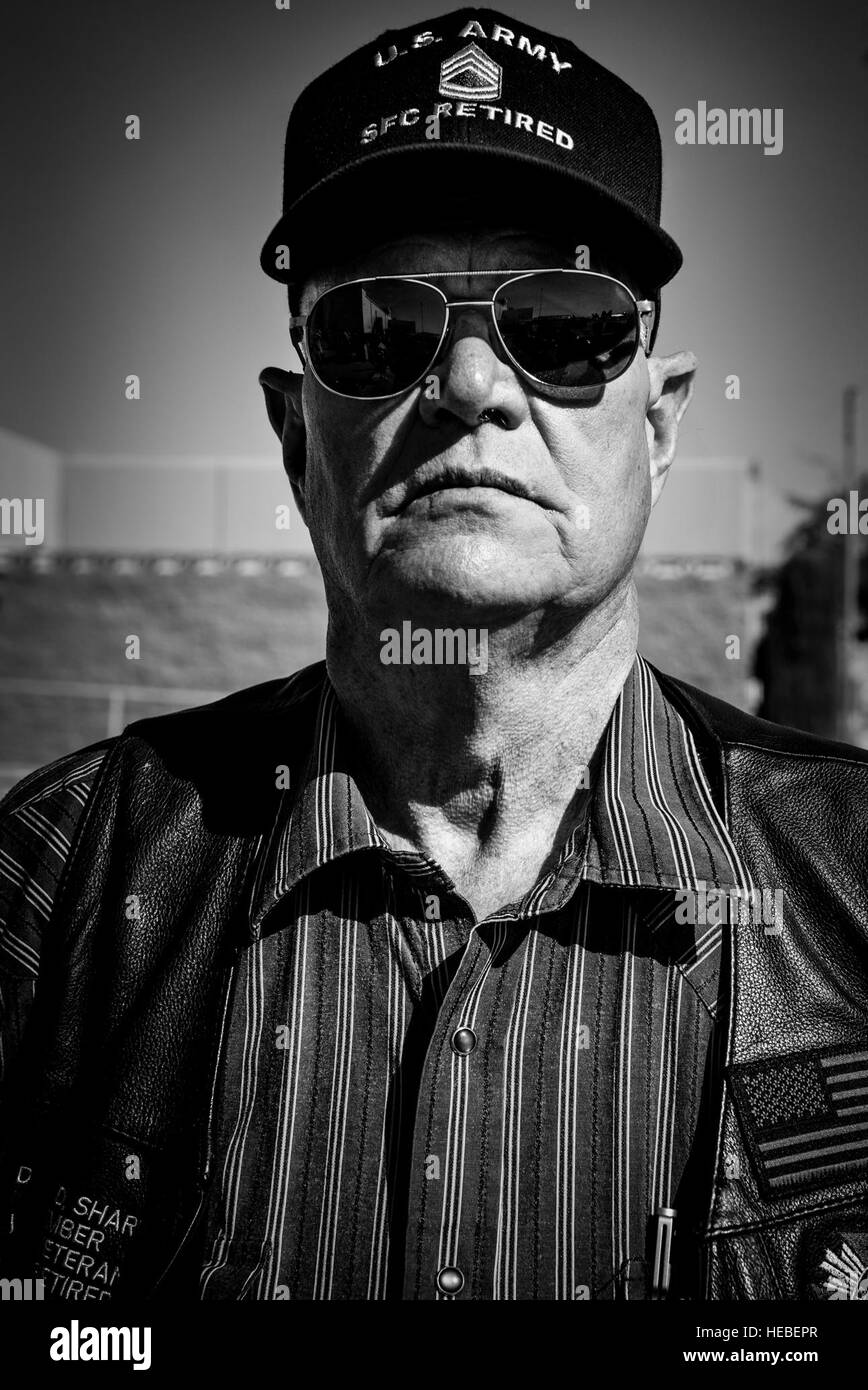 A retired service member poses for a portrait during the Aviation ...