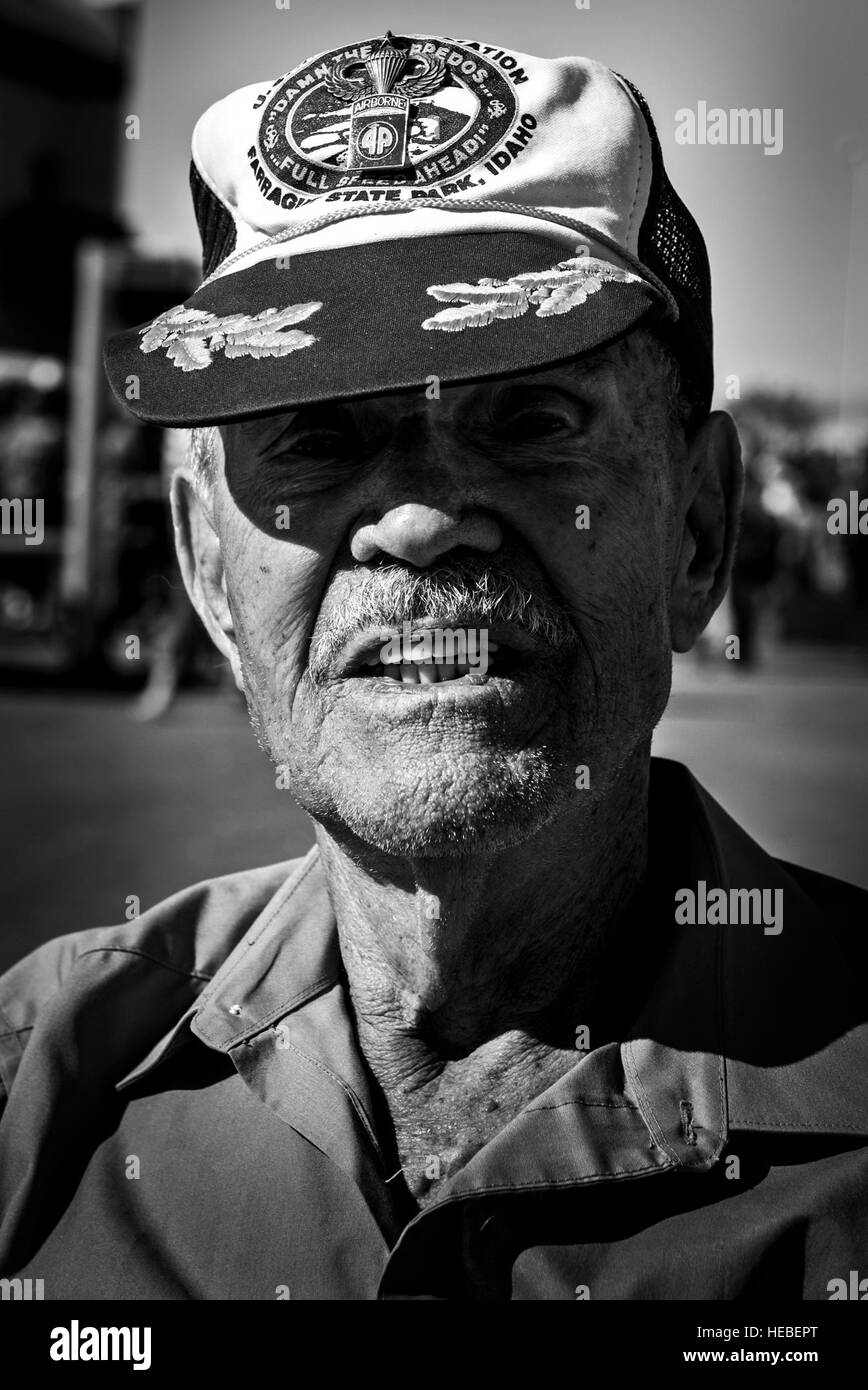 A retired service member poses for a portrait during the Aviation ...