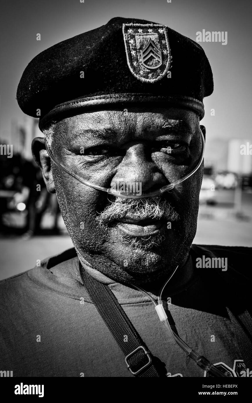A retired service member poses for a portrait during the Aviation ...