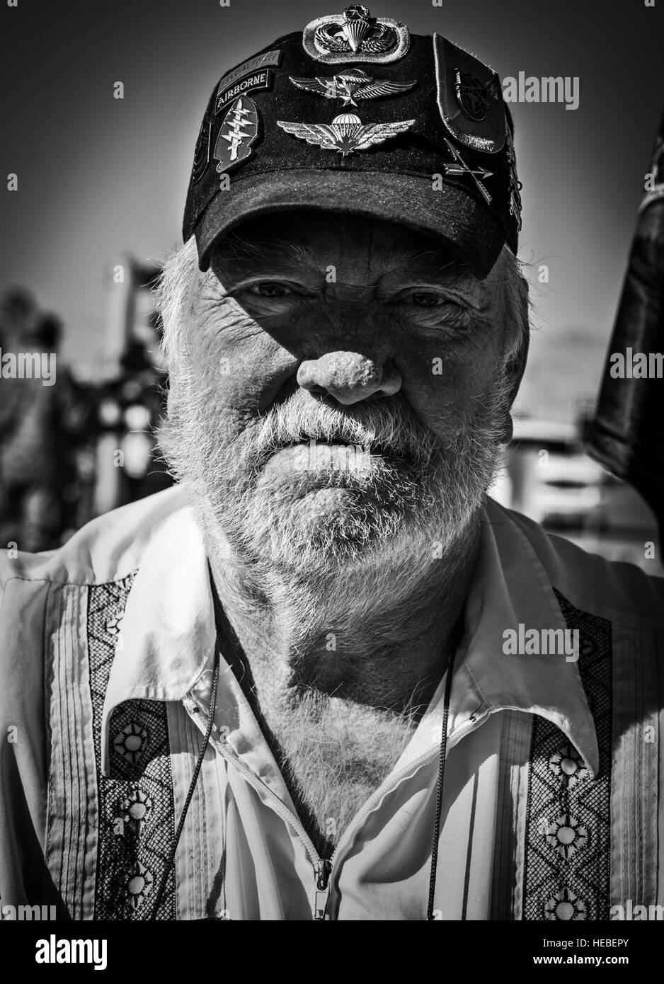 A retired service member poses for a portrait during the Aviation ...