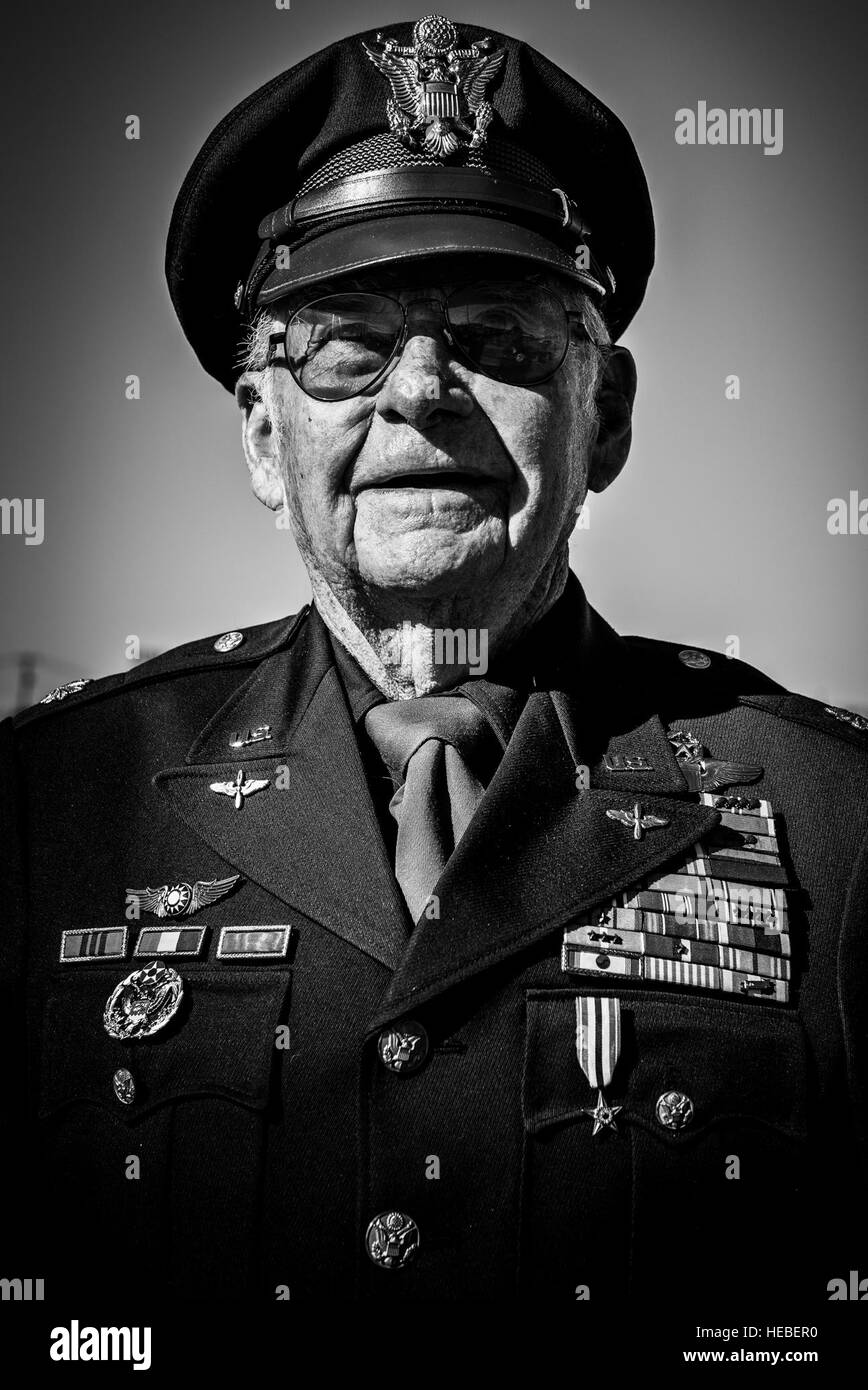 A retired service member poses for a portrait during the Aviation ...