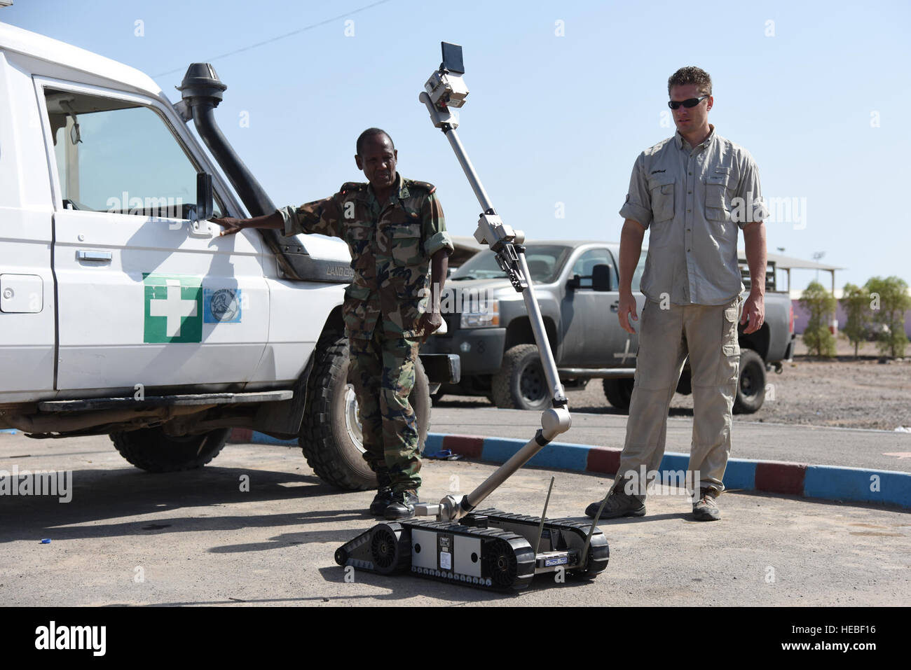 Joseph Brunette, iRobot instructor, shows Djibouti Armed Forces (FAD ...
