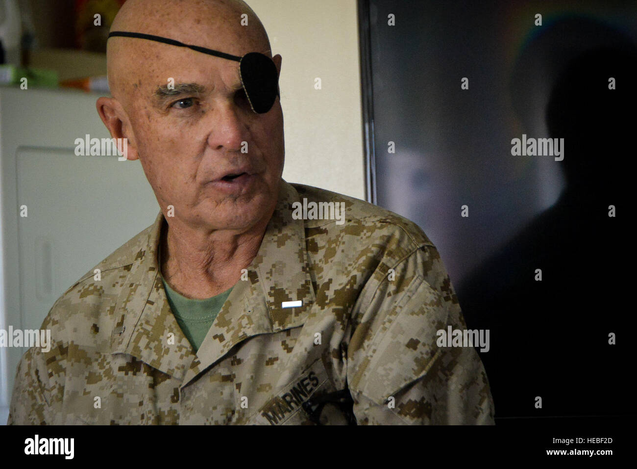 A former Marine officer wounded in the Vietnam War speaks to Airmen at ...