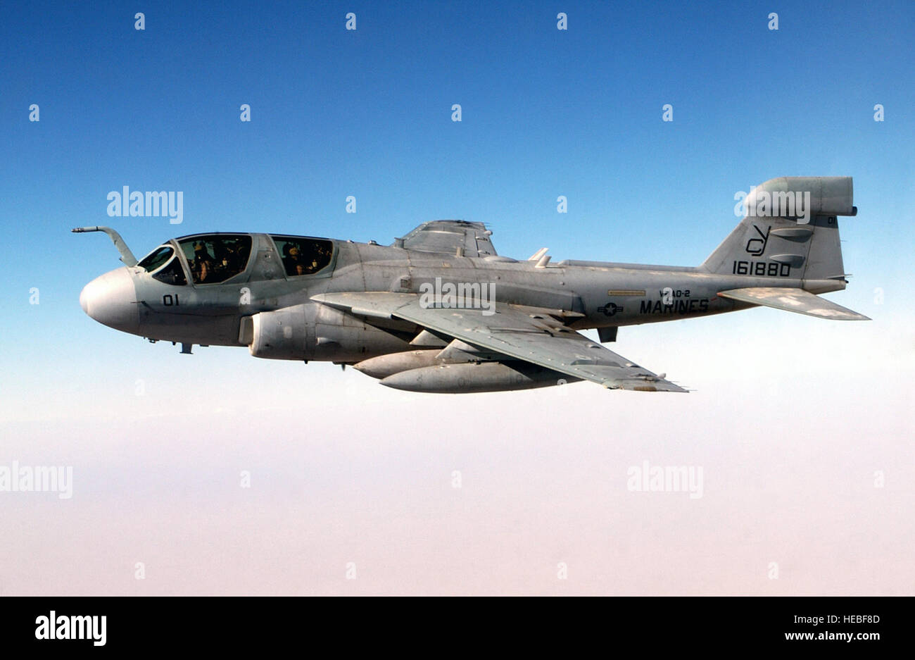 Aerial of a US Marine Corps (USMC) EA-6B Prowler, Marine Tactical ...