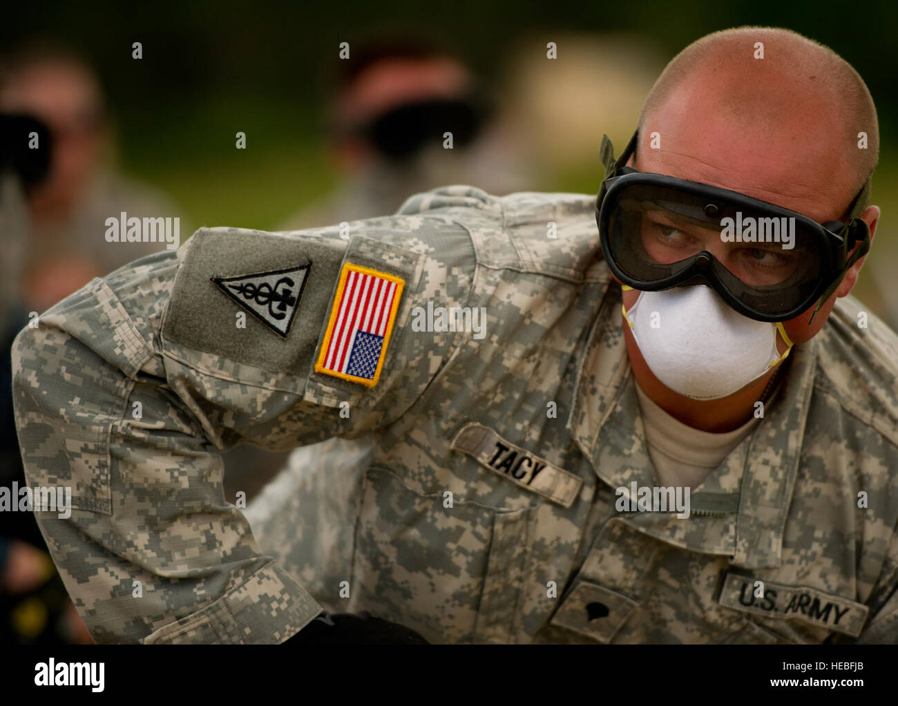 U.S. Army Specialist Wesley Tacy, medic, assigned to the 901st Minimal ...