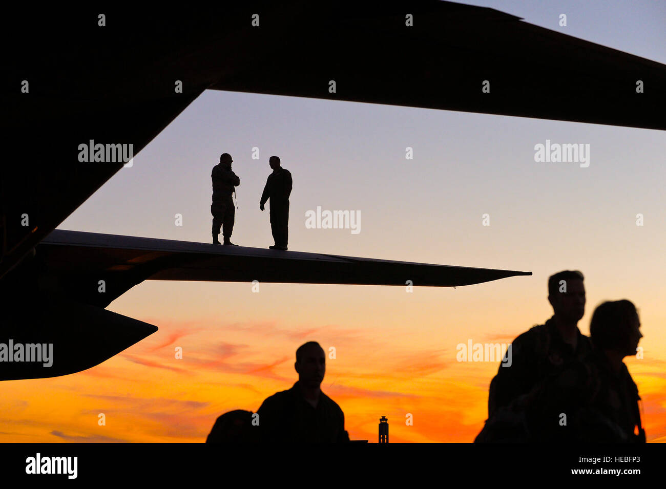 U.S. Air Force Master Sgt. Robin Wright, top left, a crew chief with ...