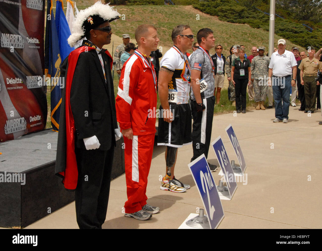 U.S. Army Sgt. Maj. Christopher Best, center, takes first place in the ...