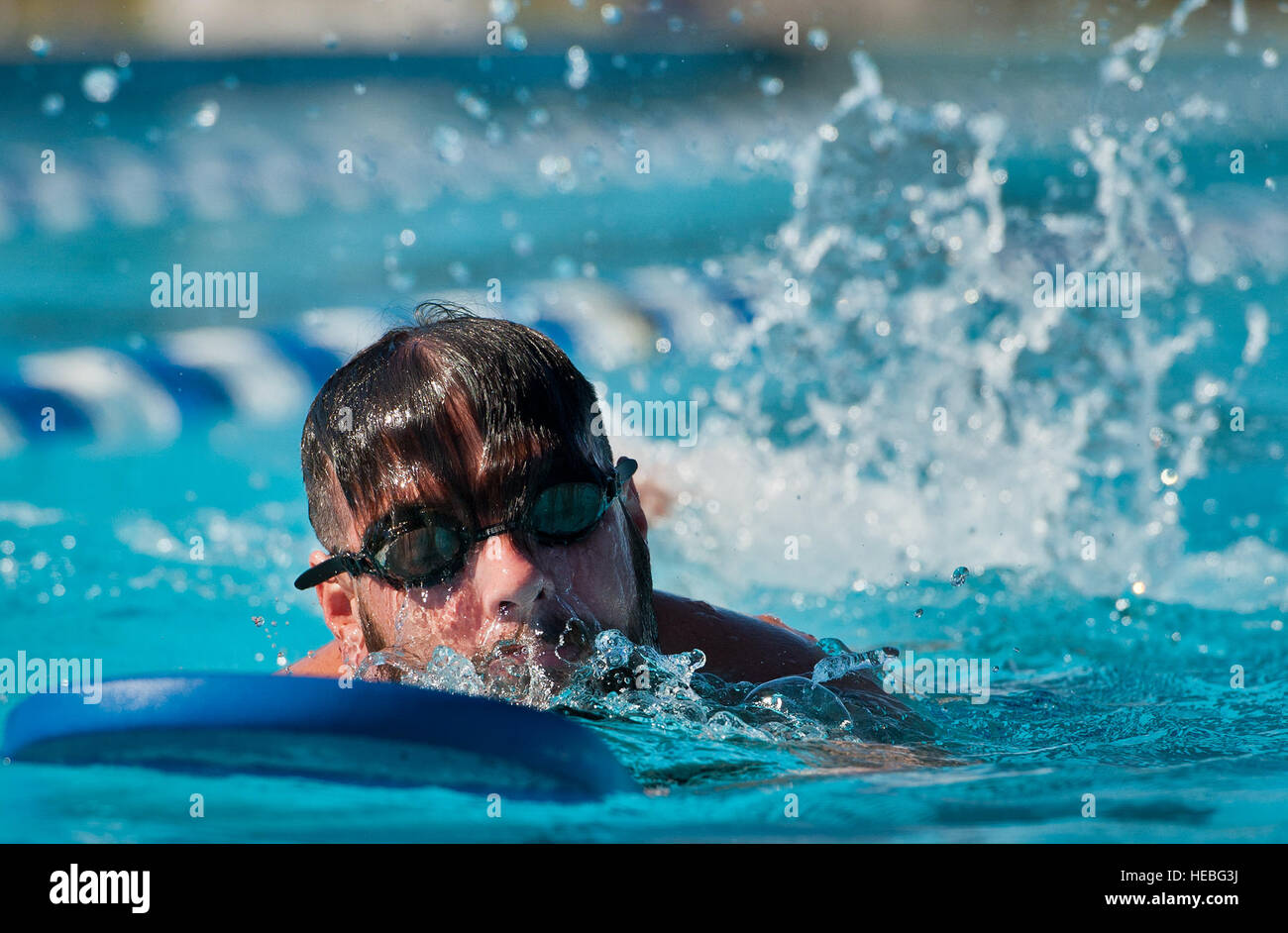 Rob Harper, a Warrior Games athlete, swims laps during an afternoon ...