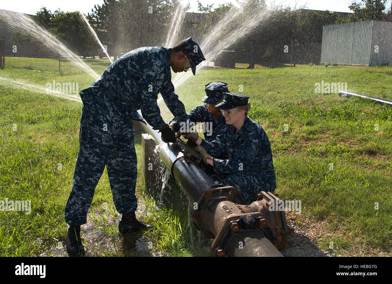 U.S. Navy Sailors assigned to the 366th Training Squadron for training ...