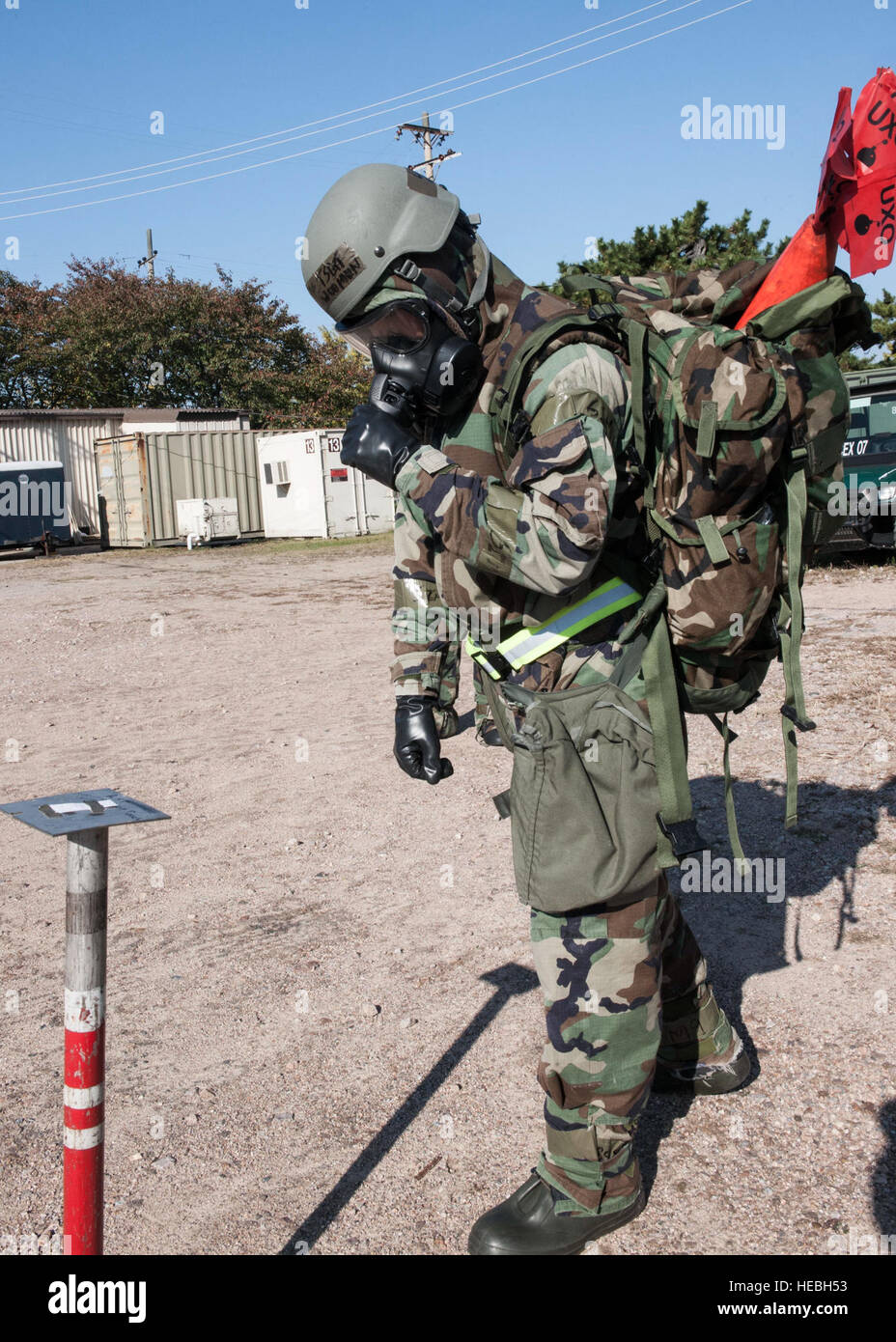 A Wolf Pack Airman inspects M8 chemical detection paper during Exercise ...