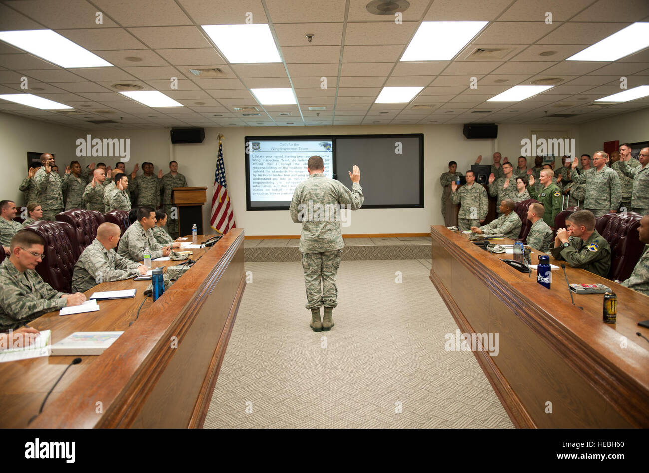Col. S. Clinton Hinote, 8th Fighter Wing commander, administers an oath ...