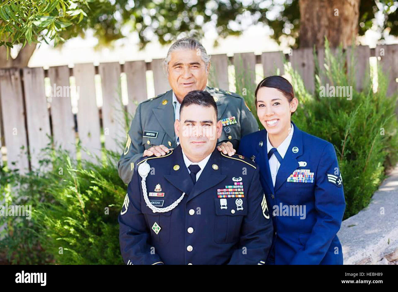 Retired U.S. Army Staff Sgt. Theodore Montoya, back, Staff Sgt. Frankie ...