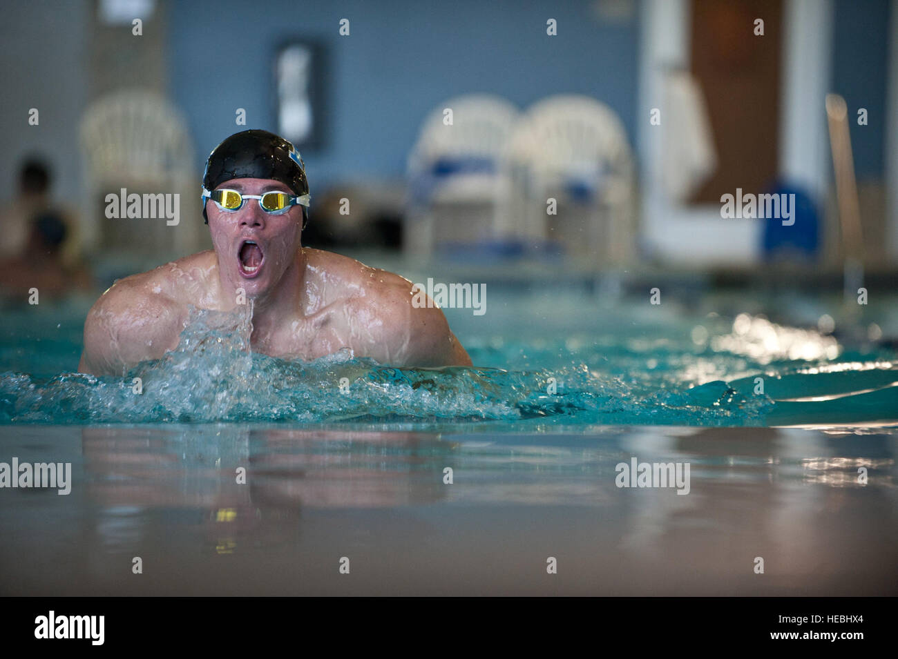 Timothy Babb, 2015 U.S. Air Force Trials participant, takes a breath ...
