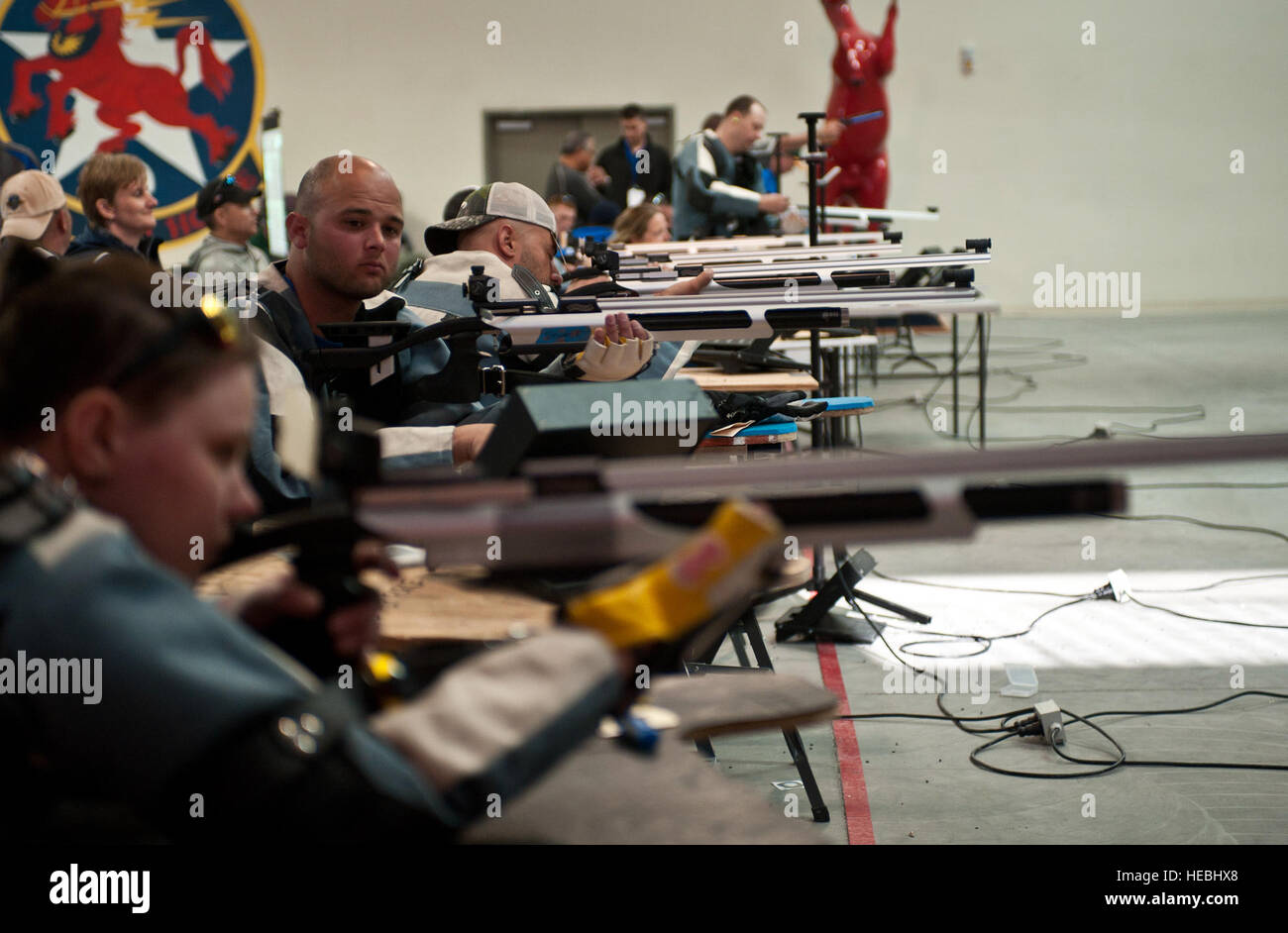 Participants in the 2015 U.S. Air Force Trials shoot at targets during ...