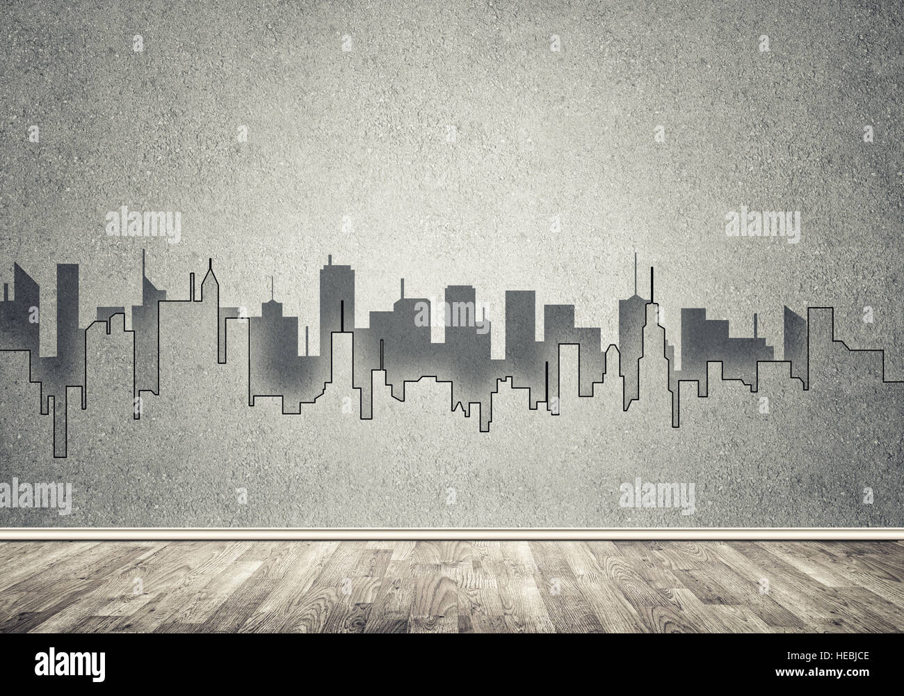 City design on wall Stock Photo - Alamy