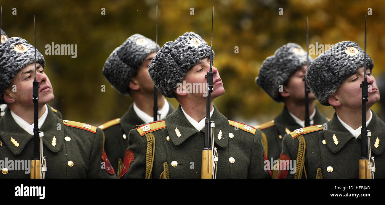 The Russian Honor Guard stand-by as part of a ceremony that includes ...