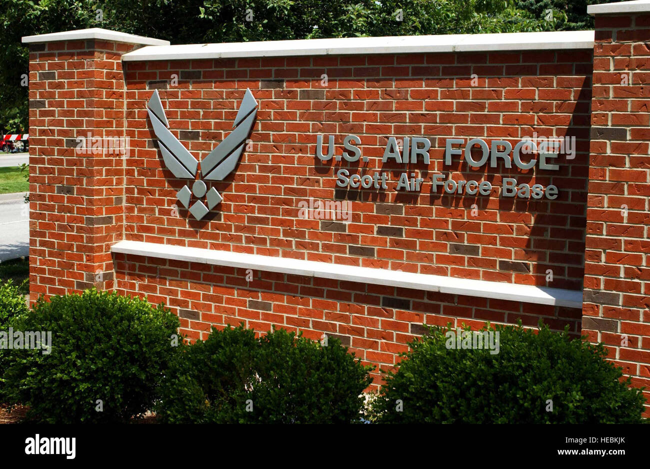 A newly erected US Air Force (USAF) monument sign welcomes Team Scott ...