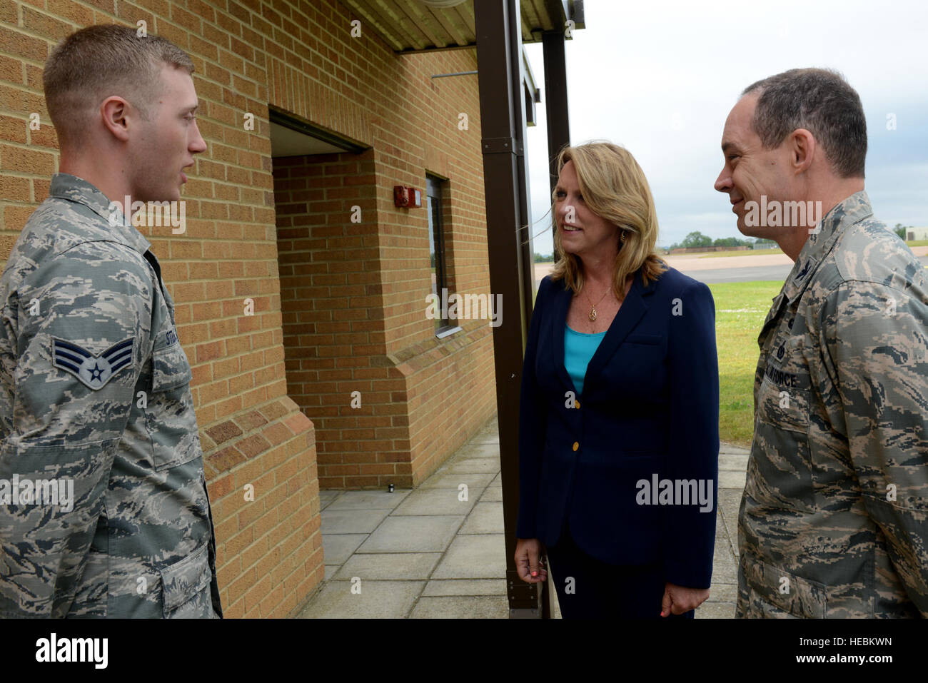 Secretary of the Air Force Deborah Lee James congratulates Senior ...