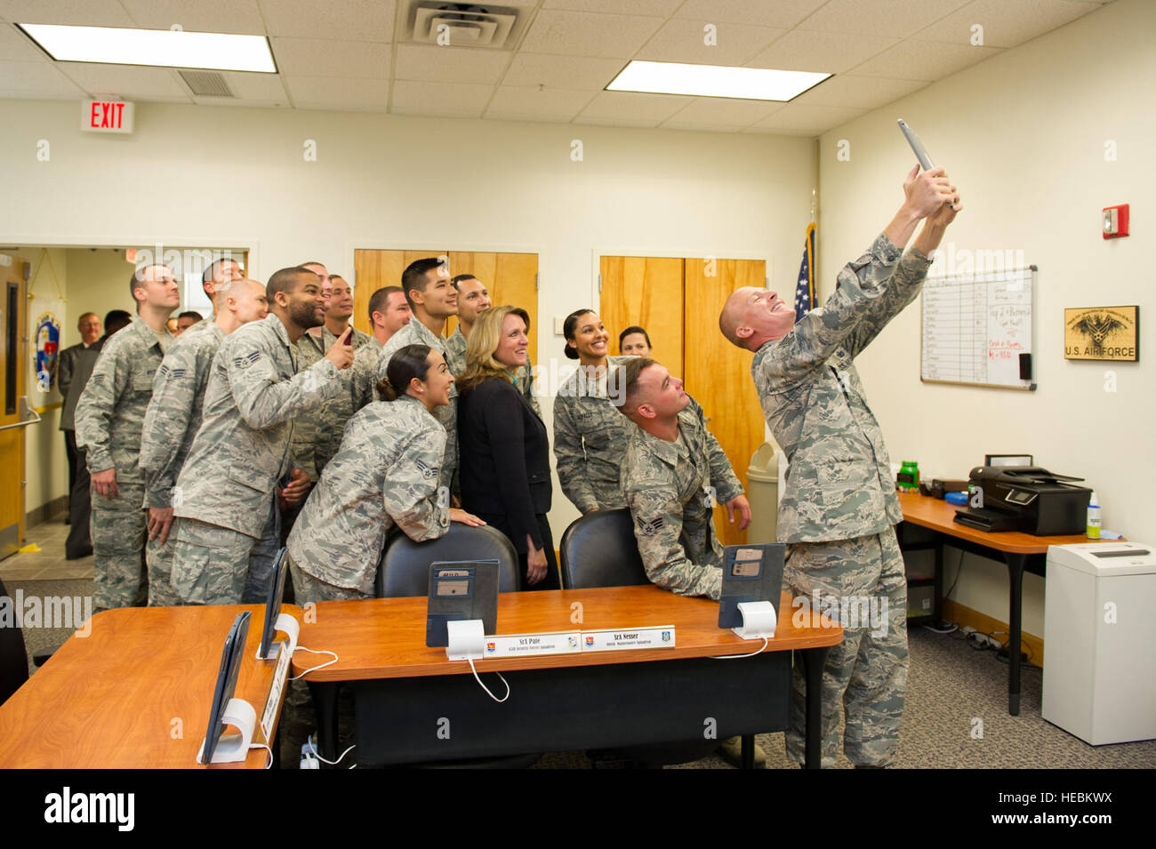 The Honorable Deborah Lee James Secretary of the Air Force shakes hands ...