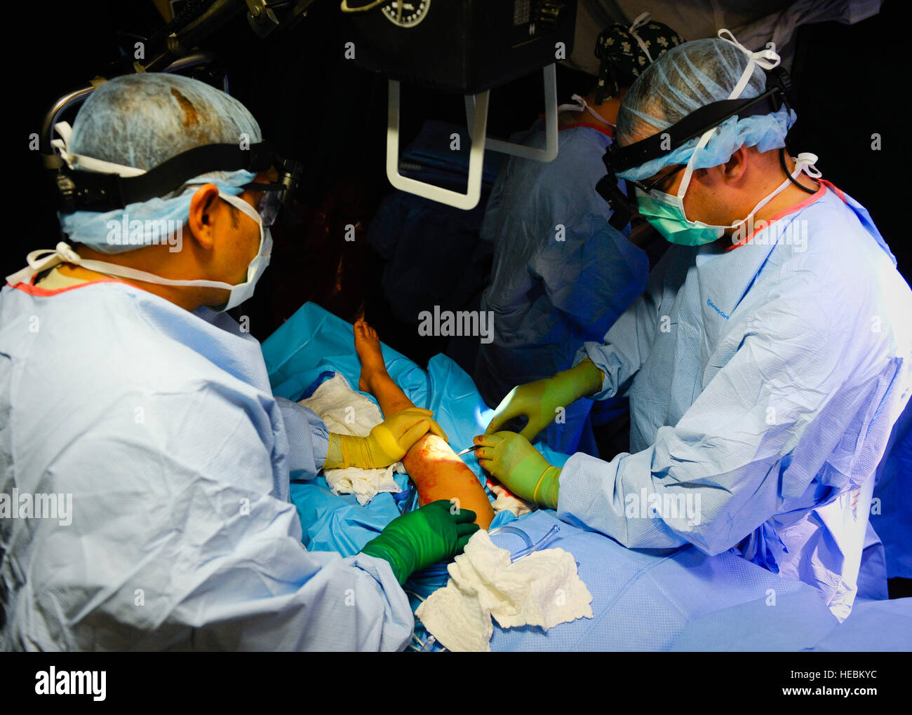 Members of the 541st Forward Surgical Team perform surgery on a five ...