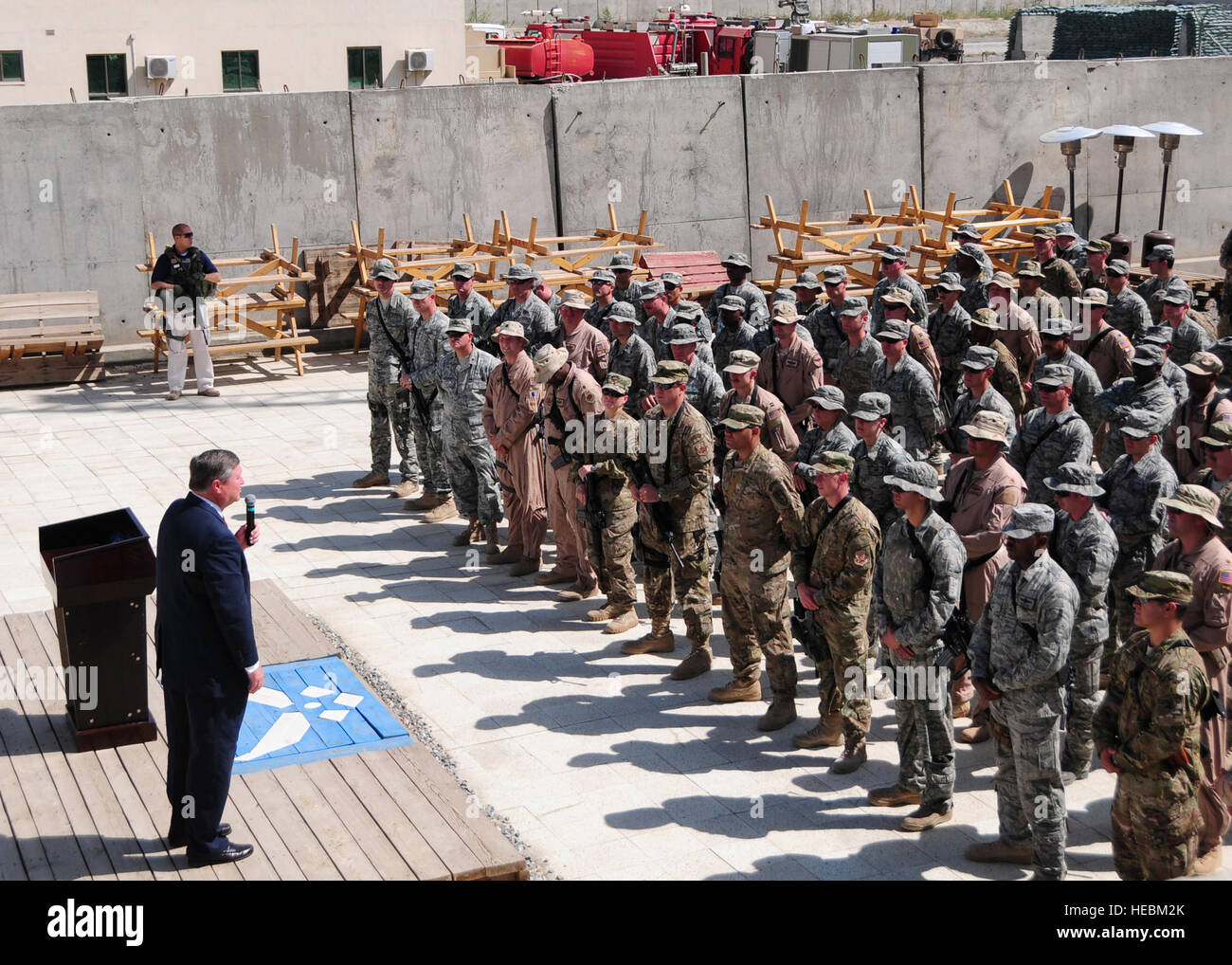 Secretary of the Air Force Michael Donley speaks with Airmen of the ...