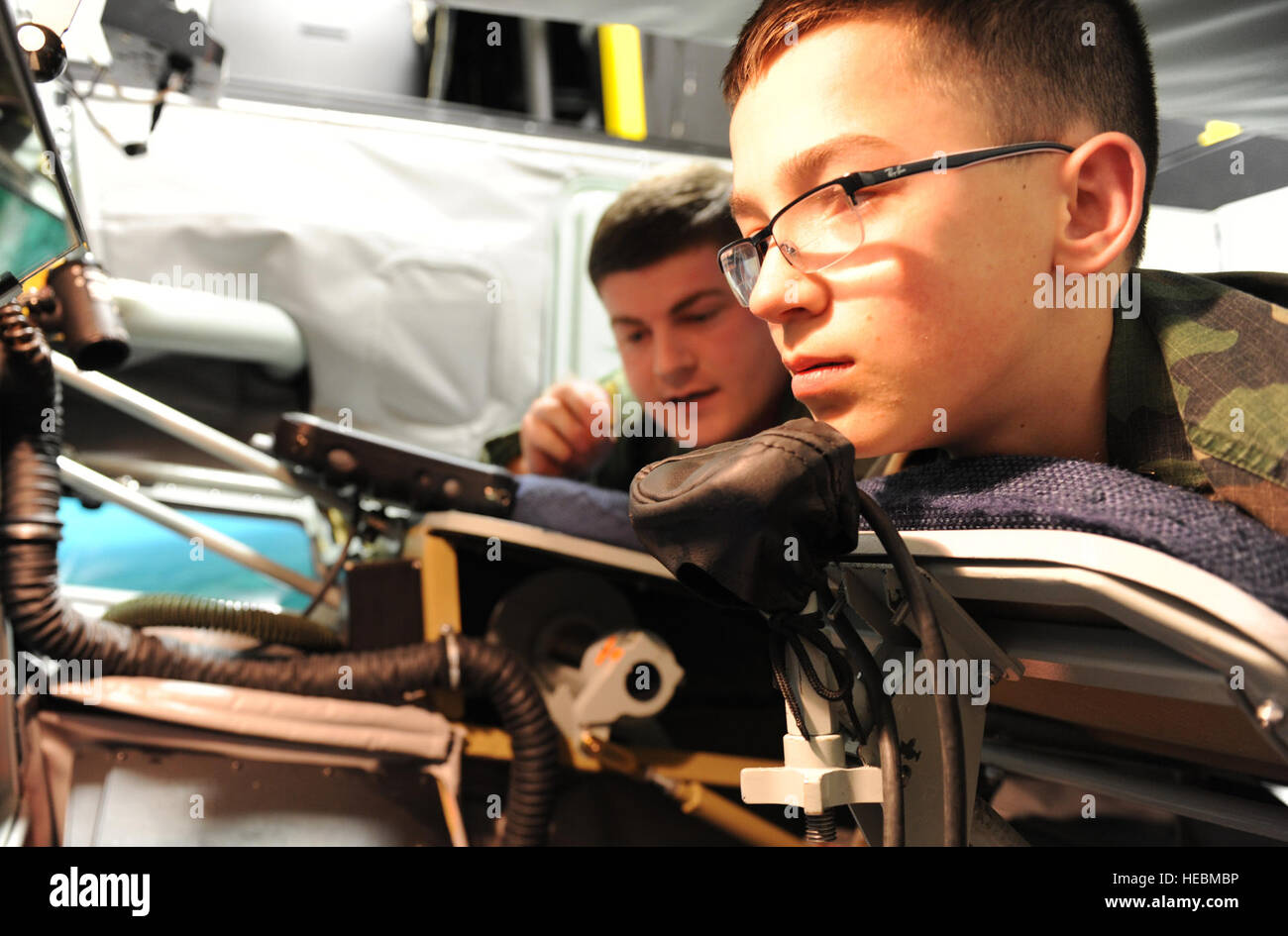 Senior Airman Mike Voorhees, 349th Air Refueling Squadron boom operator ...