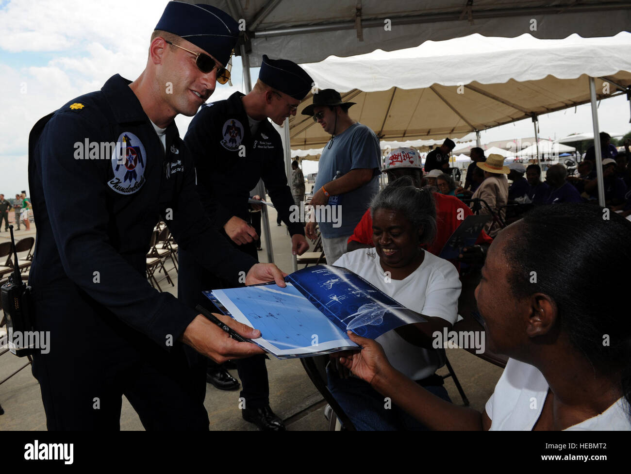 Major Jason Moore, Thunderbird 11, Maintenance Officer, meets with ...